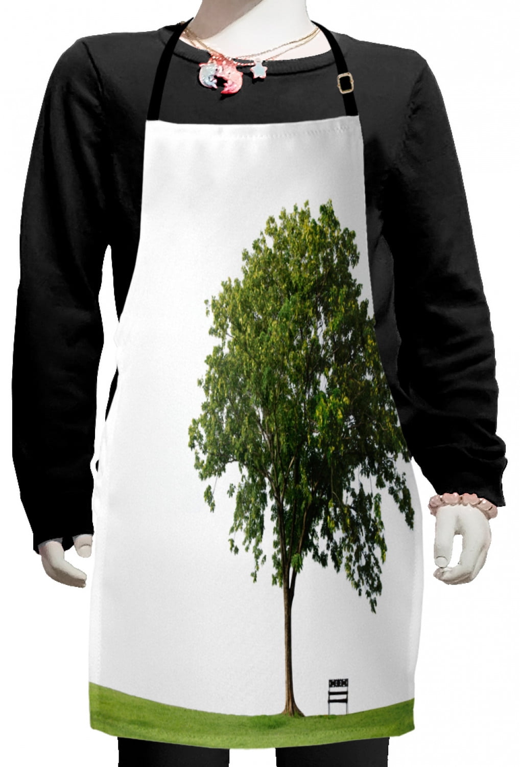 Tree Kids Apron, Bench Under Majestic Tree Looks Like Solitude in ...