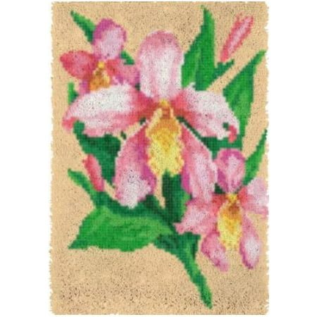 Rug Making Latch Hooking Kit | Pink Flowers (60x90cm printed canvas ...