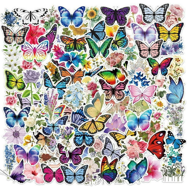 200pcs Cute Butterfly Vinyl Stickers for Water Bottles Tumbler Luggage ...