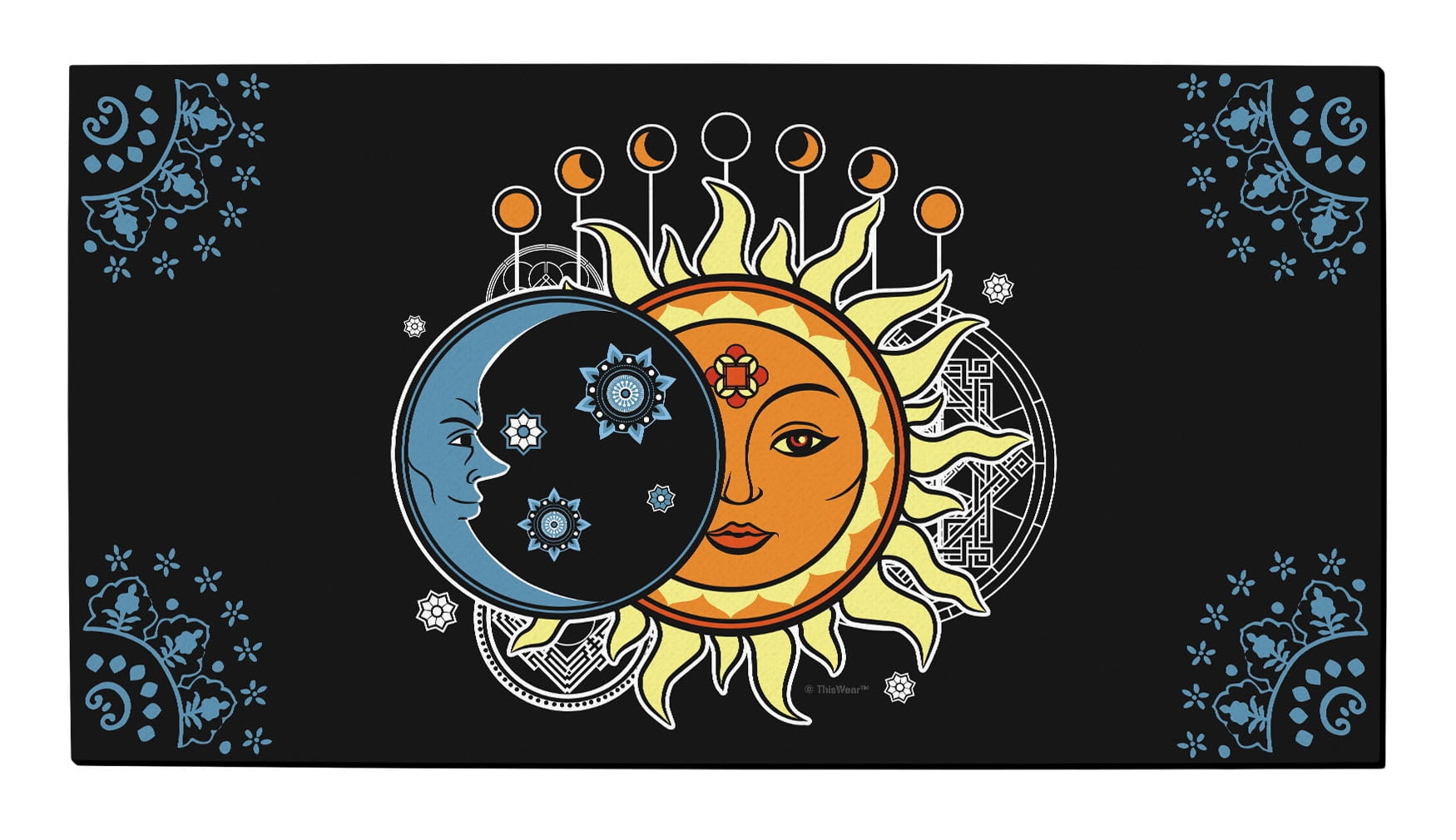 ThisWear New Home Decor Sun & Moon Mandala Decor Rubber Welcome Mat ...