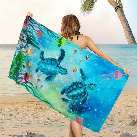 Microfiber Sea Turtle Beach Towel, Soft Ocean Life Bath Towels ...