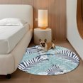 Blue Palm Tree Round Rug 4ft Washable Circle Entryway Rugs Non Slip ...