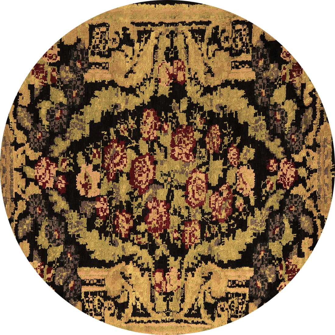 Ahgly Company Indoor Round Medallion Brown French Area Rugs, 8' Round ...