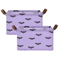 Bat Pattern Purple Collapsible Storage Bin Open Home Shelf Basket Water ...