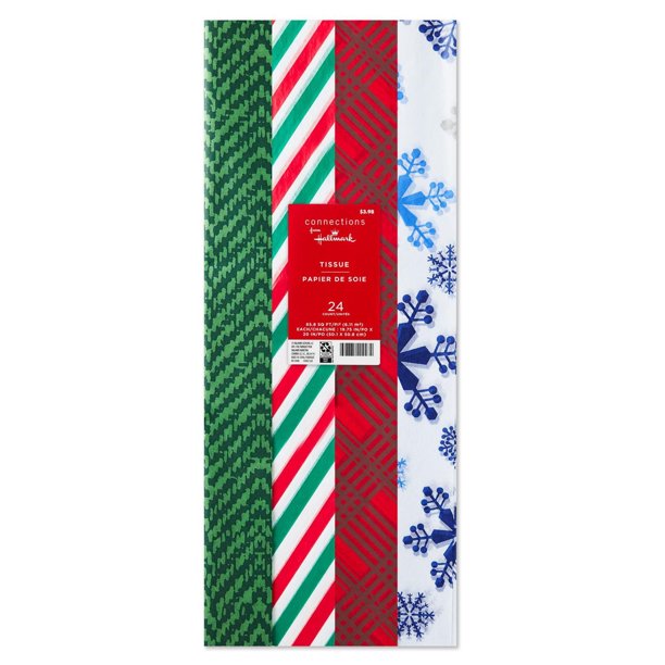 Hallmark Bulk Holiday Tissue Paper 24-Sheet Multipack (Assorted Holiday ...