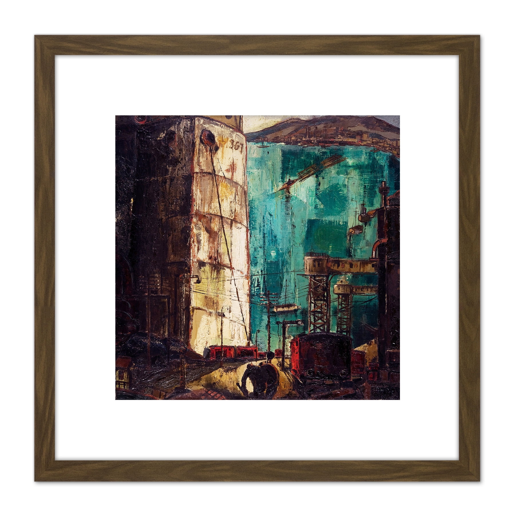 Karlis Padegs The Port The Dock 8X8 Inch Square Wooden Framed Wall Art ...