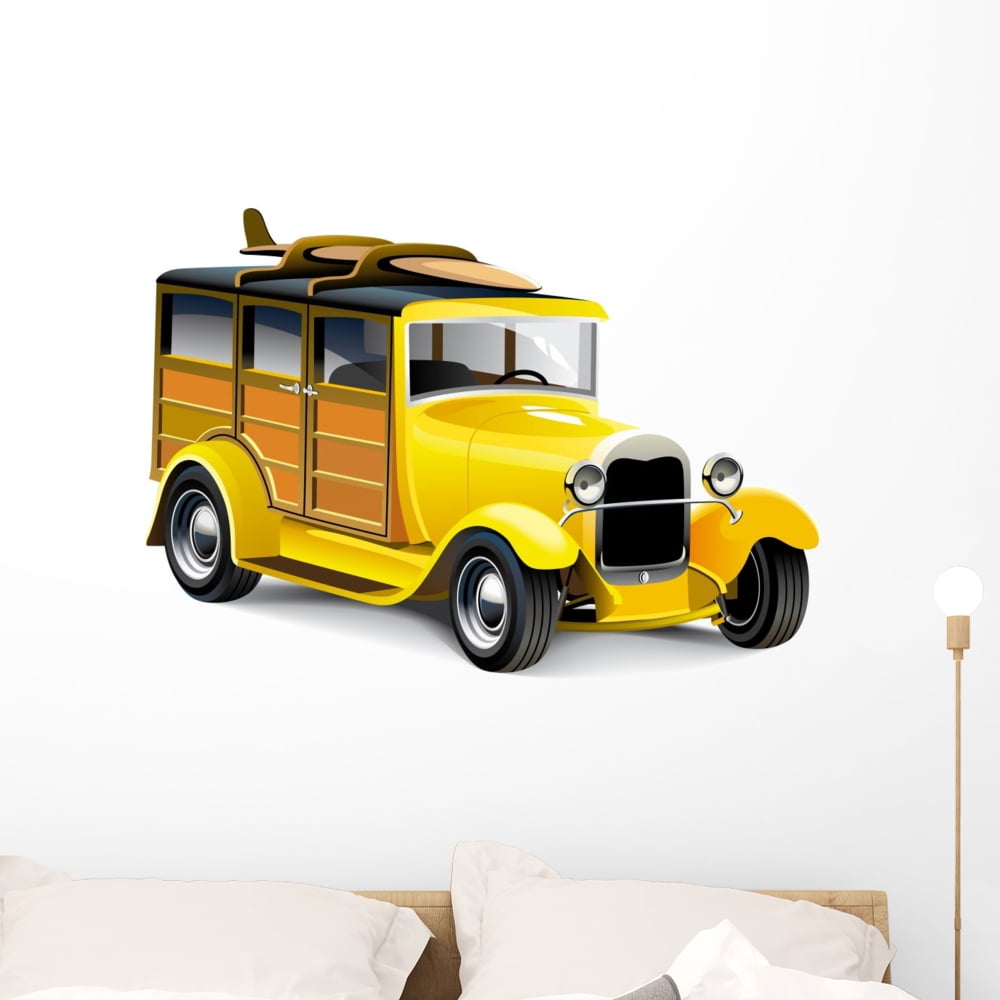 Yellow Hot Rod Wall Decal by Wallmonkeys Peel and Stick Graphic (36 in ...