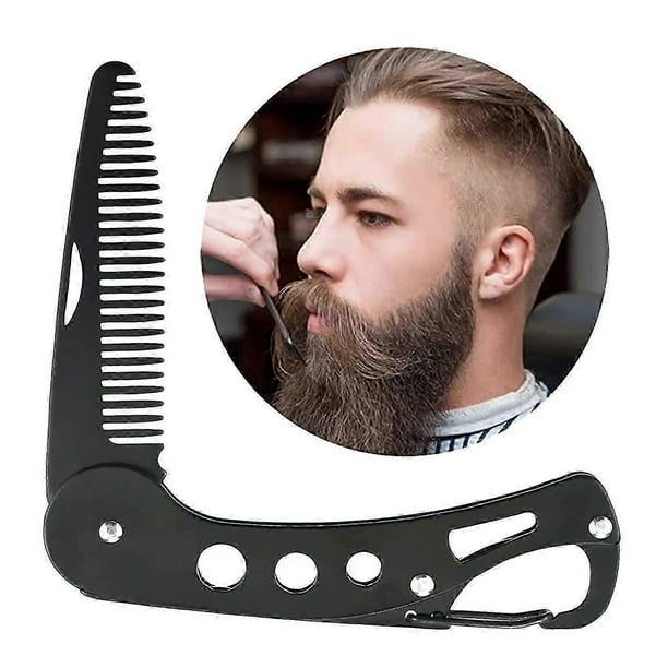 Mustache Folding Comb for Men Stainless Steel Metal (Black) | Walmart ...