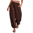 Breezora Women's Balloon Pants Trendy Casual Elastic Waist Wide Leg ...
