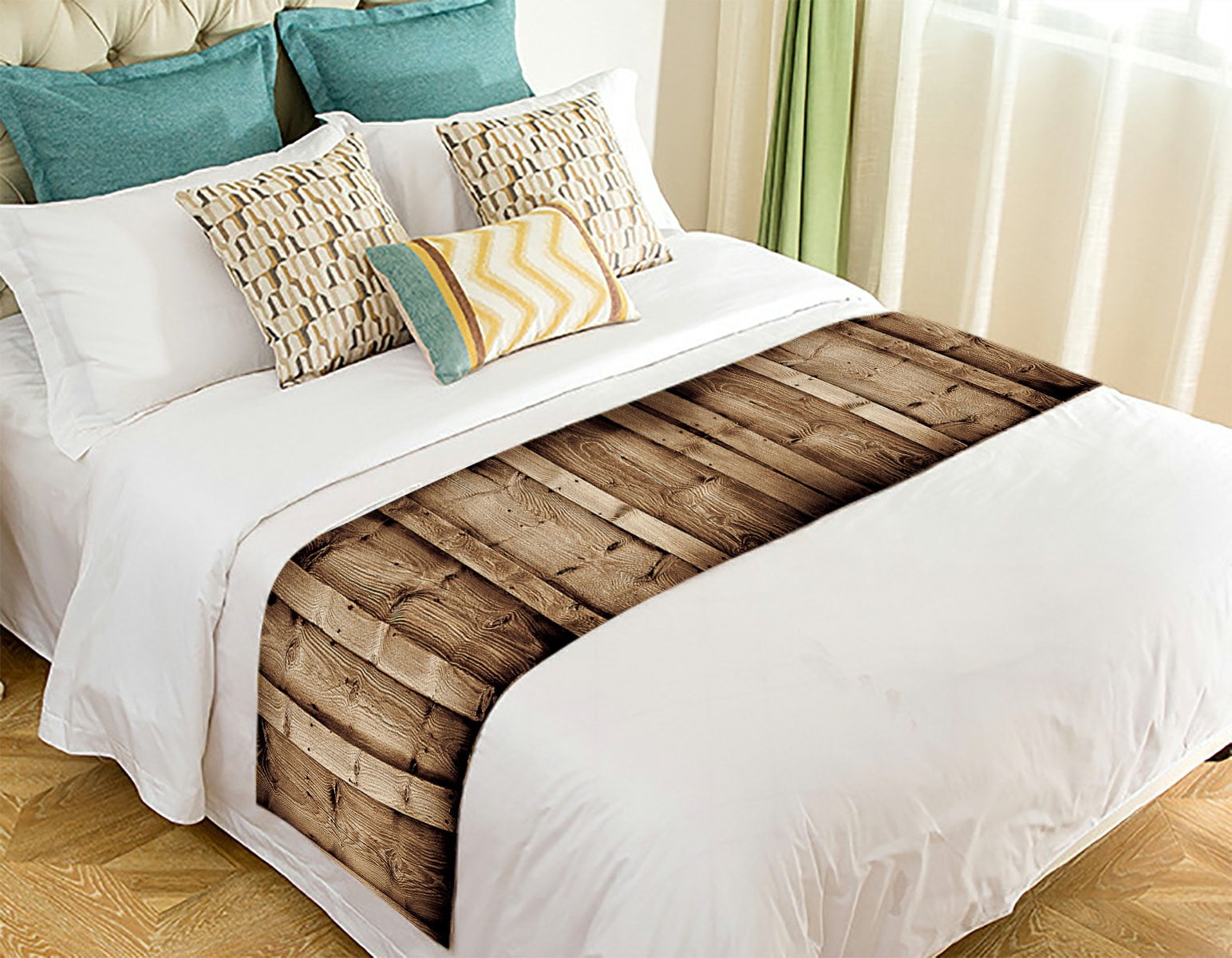 GCKG Vintage Rustic Knotty Old Barn Wood Bed Runner Bedding Scarf ...