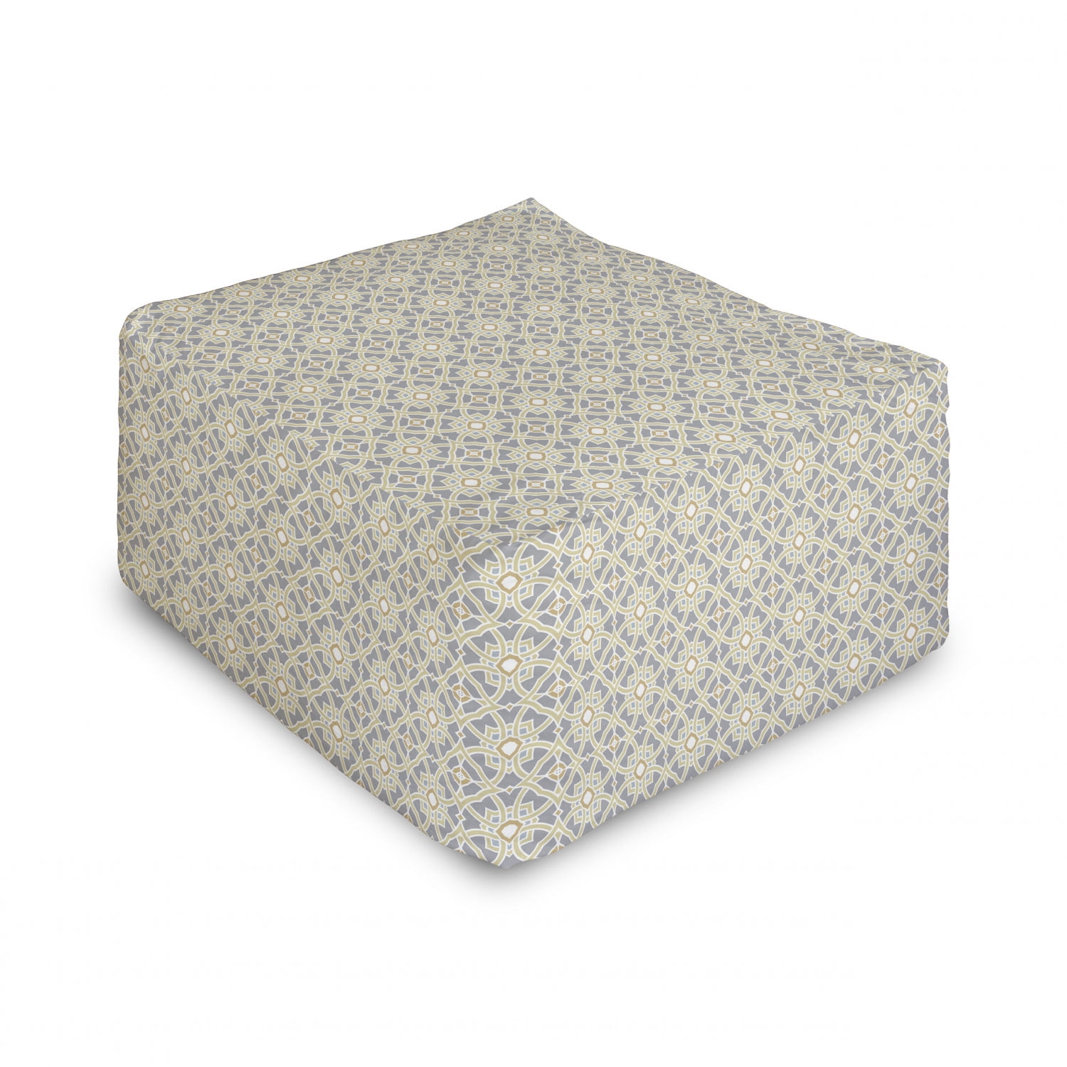 Geometric Rectangle Pouf, Moroccan Floral Azulejos Inspired Squares ...