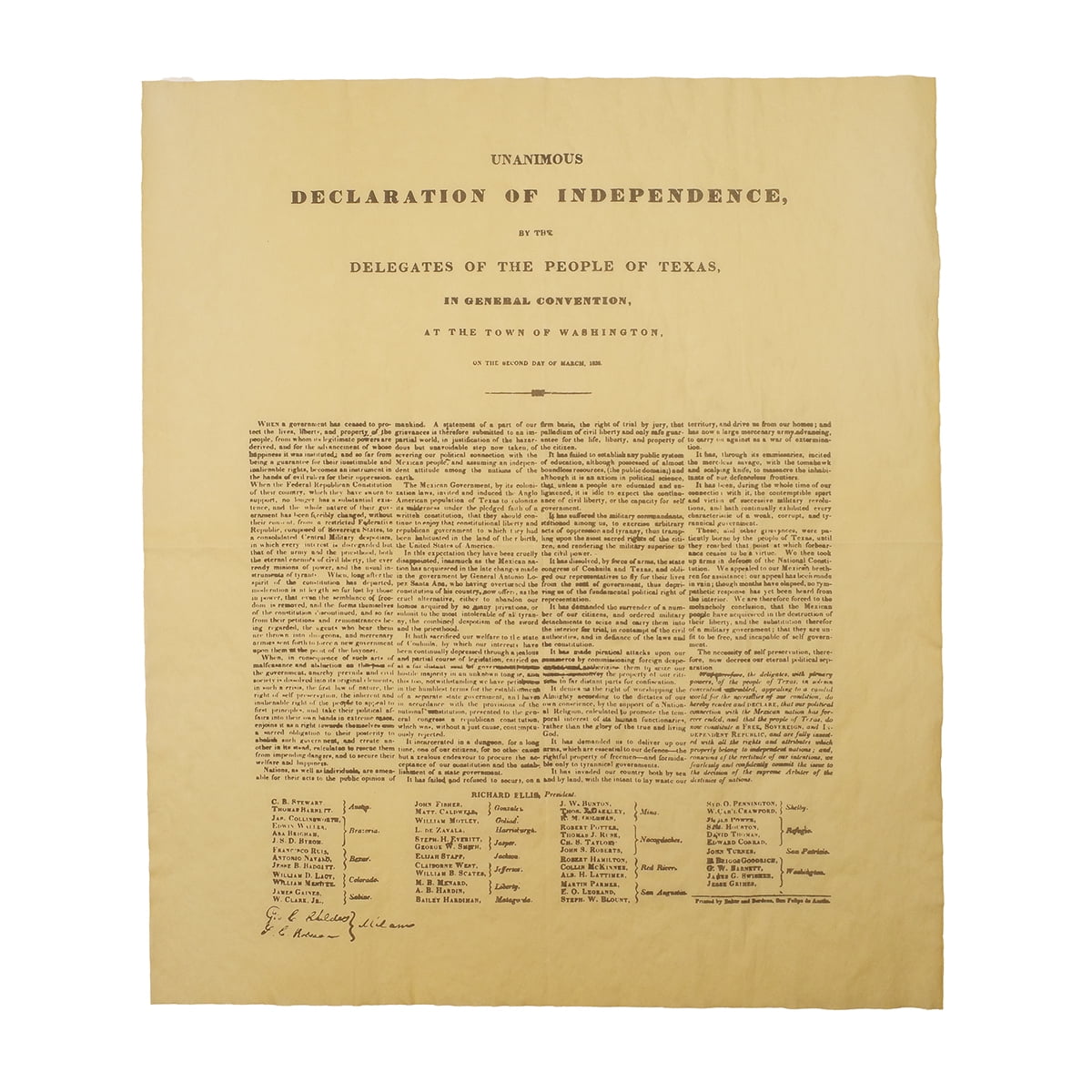 TX Declaration Independence Texas Poster Parchment Paper Western Home ...