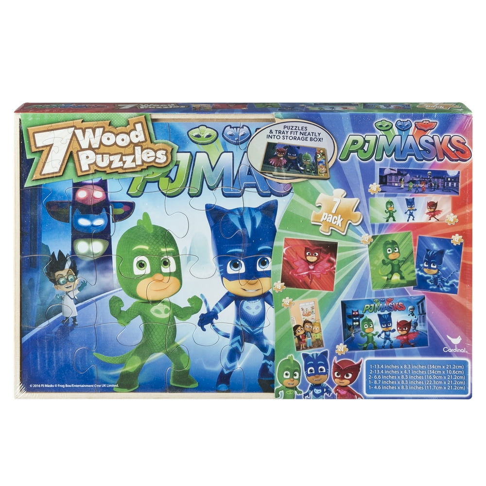 PJ Masks - 7 Wood Jigsaw Puzzles in Wood Storage Box - Walmart.com ...