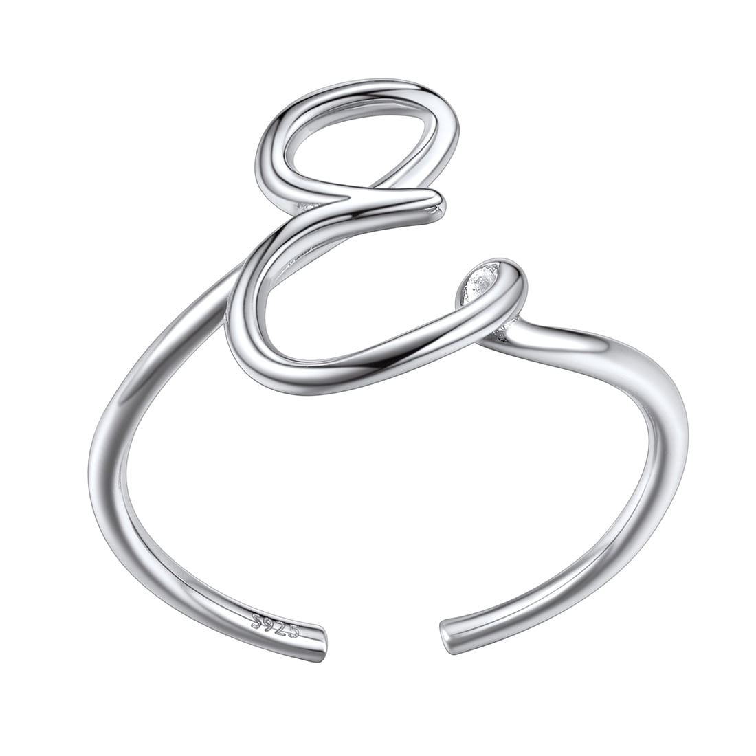 U7 Sterling Silver Twisted Letter Initial Stacking Rings for Women ...