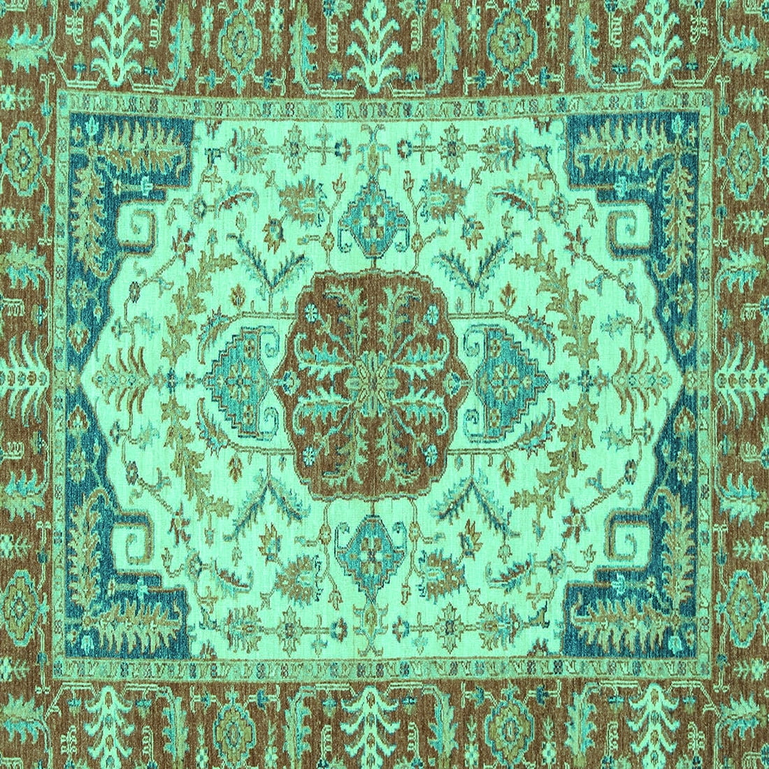 Ahgly Company Indoor Square Abstract Turquoise Blue Modern Area Rugs, 5 ...