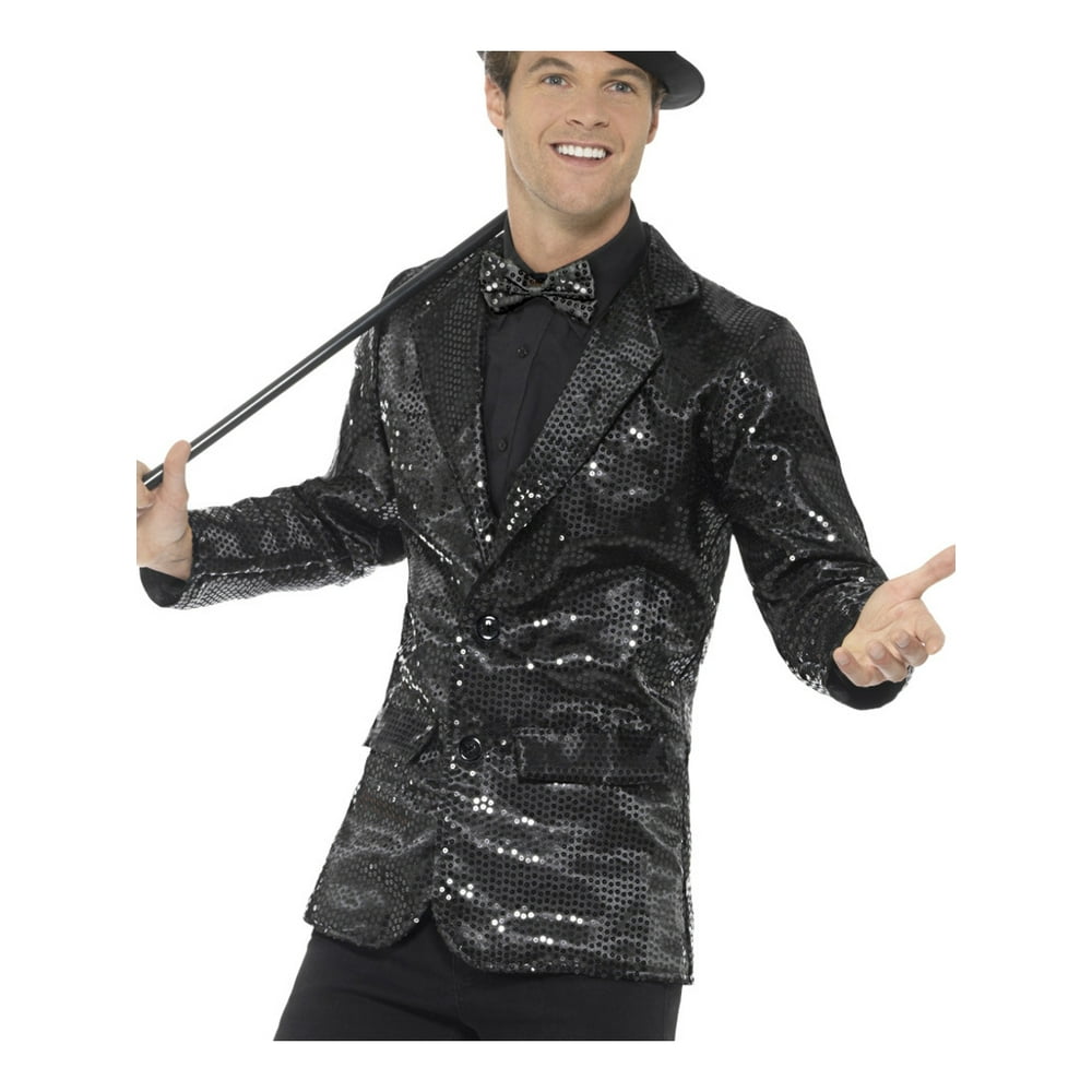 Mens Fancy Dress Black Sequin Magicians Tuxedo Jacket Costume - Walmart ...