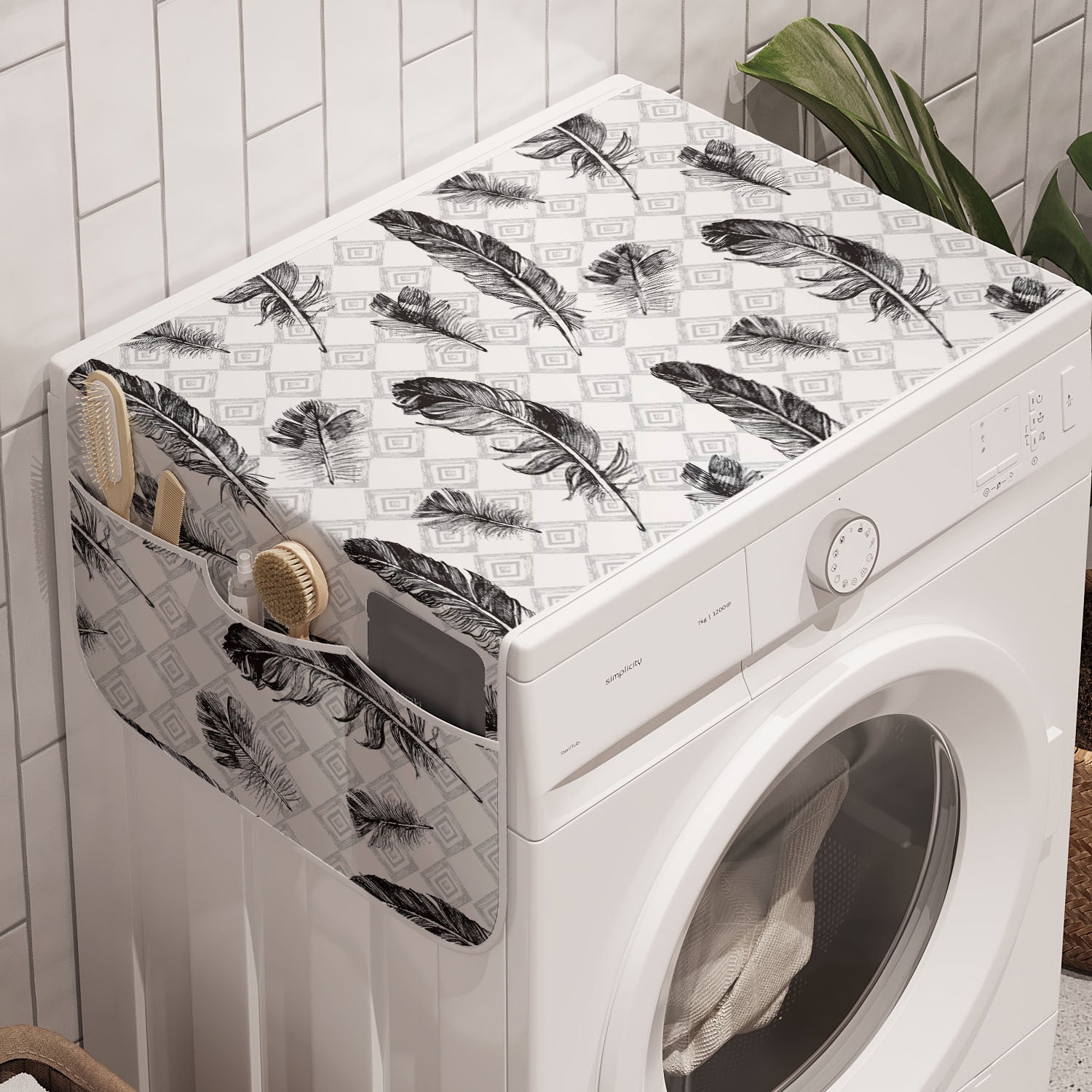 Feather Washing Machine Organizer, Faded Geometric Backdrop Nested ...