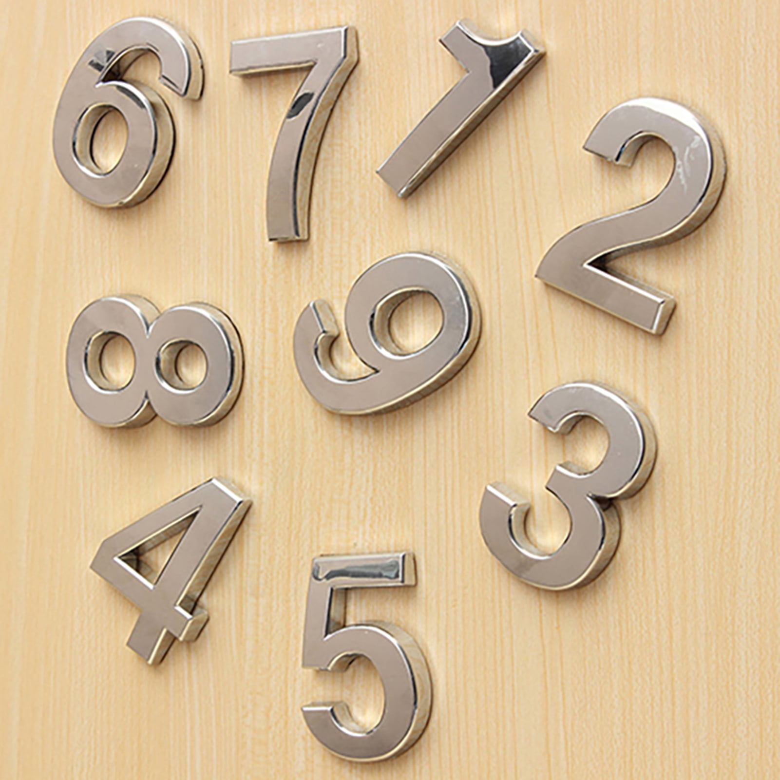 Walbest Digit Sticker Polished Number Pattern Nickel Plated Plate Sign ...