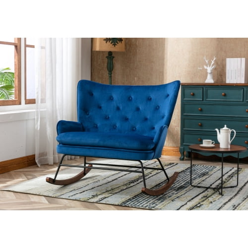 Modern High Back Rocking Sofa, 40"Wide Rocker Chair with Fabric Padded ...