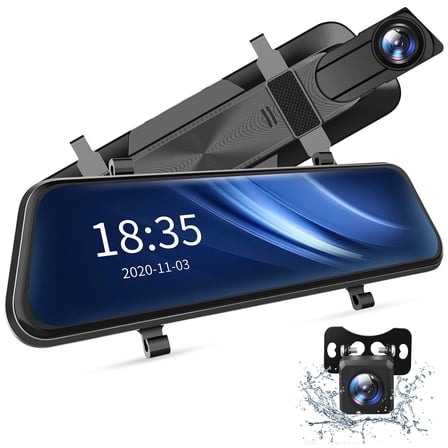 AUTO-VOX V5 Mirror Dash Cam Front and Rear,9.35’’ Full Laminated Touch ...