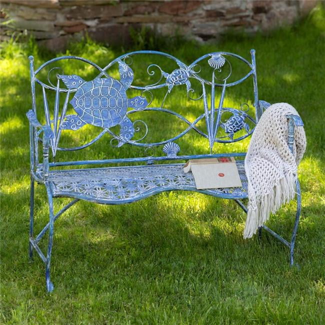 Zaer ZR200452 Costal Bfue Rica Coastal Garden Bench with Sea Turtles ...