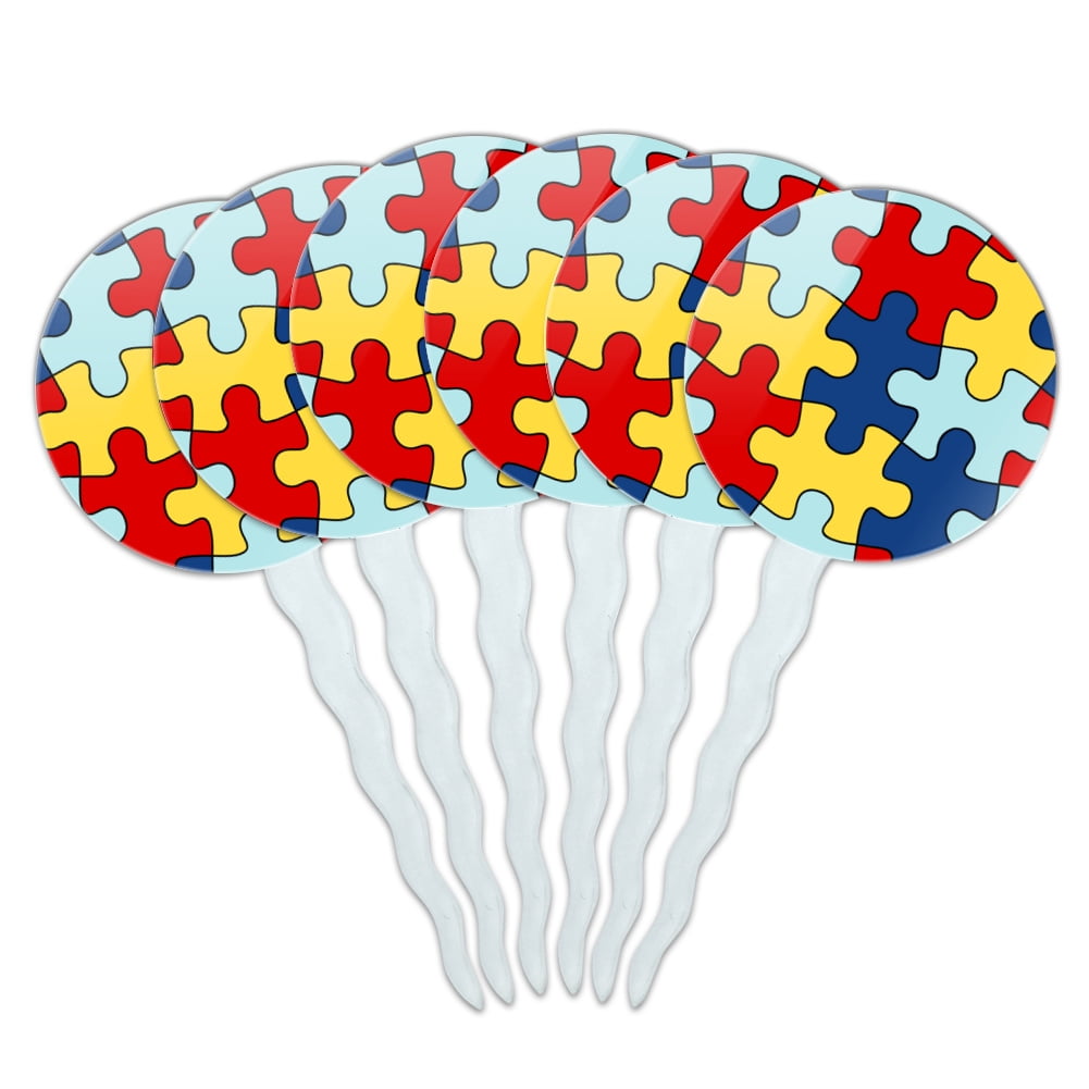 Autism Awareness Diversity Puzzle Pieces Cupcake Picks Toppers ...