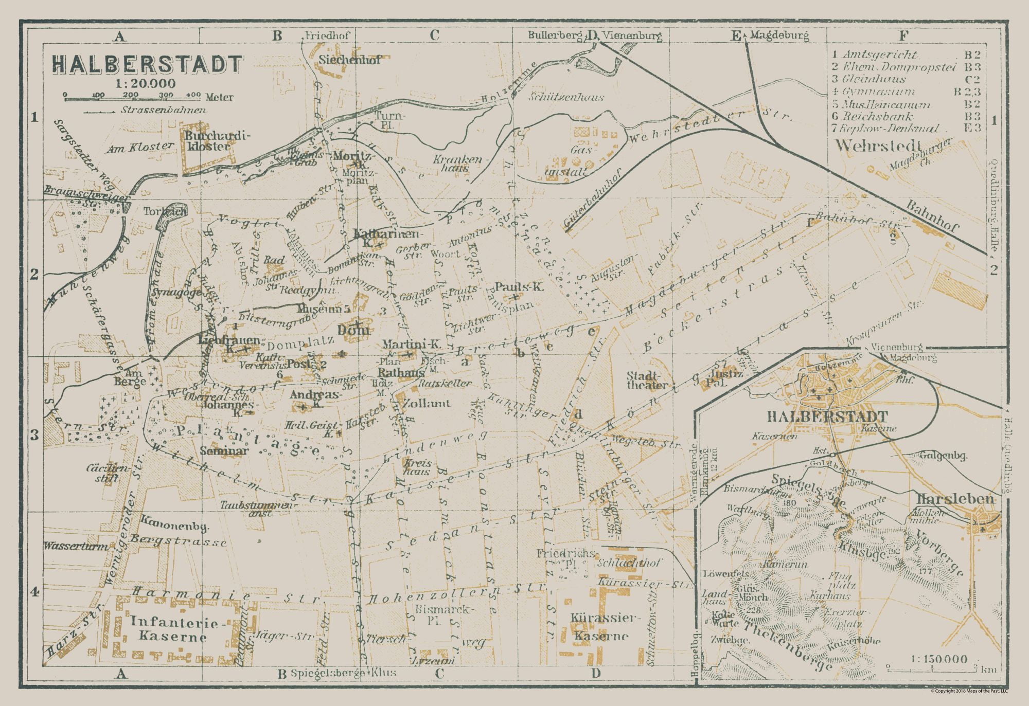 Halberstadt Germany - Baedeker 1914 - 23.00 x 33.49 - Matte Canvas ...