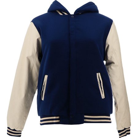 Vintage Leather Reversible Hooded Varsity Jacket Navy XL NEW 805280 ...