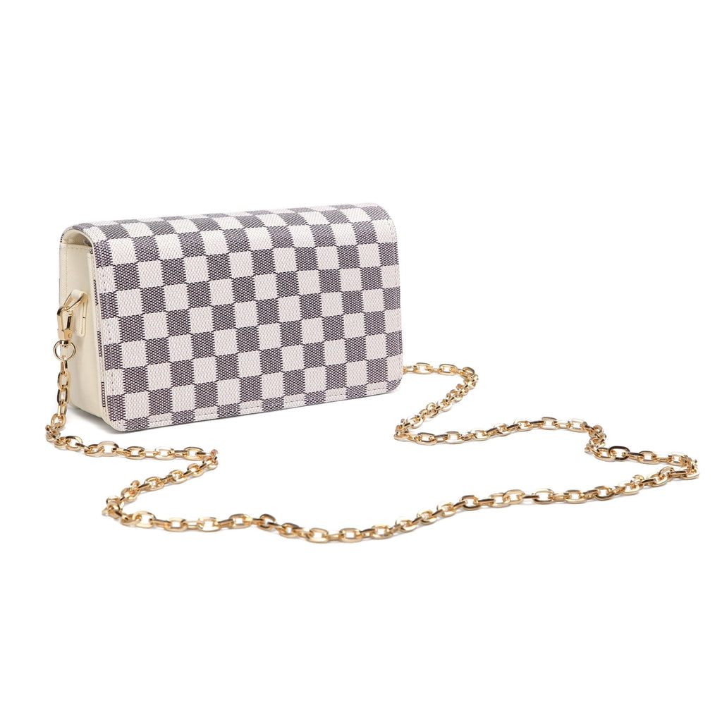 Luxury Checkered Cross body Bags For Women Credit Card Slots Clutch PU ...