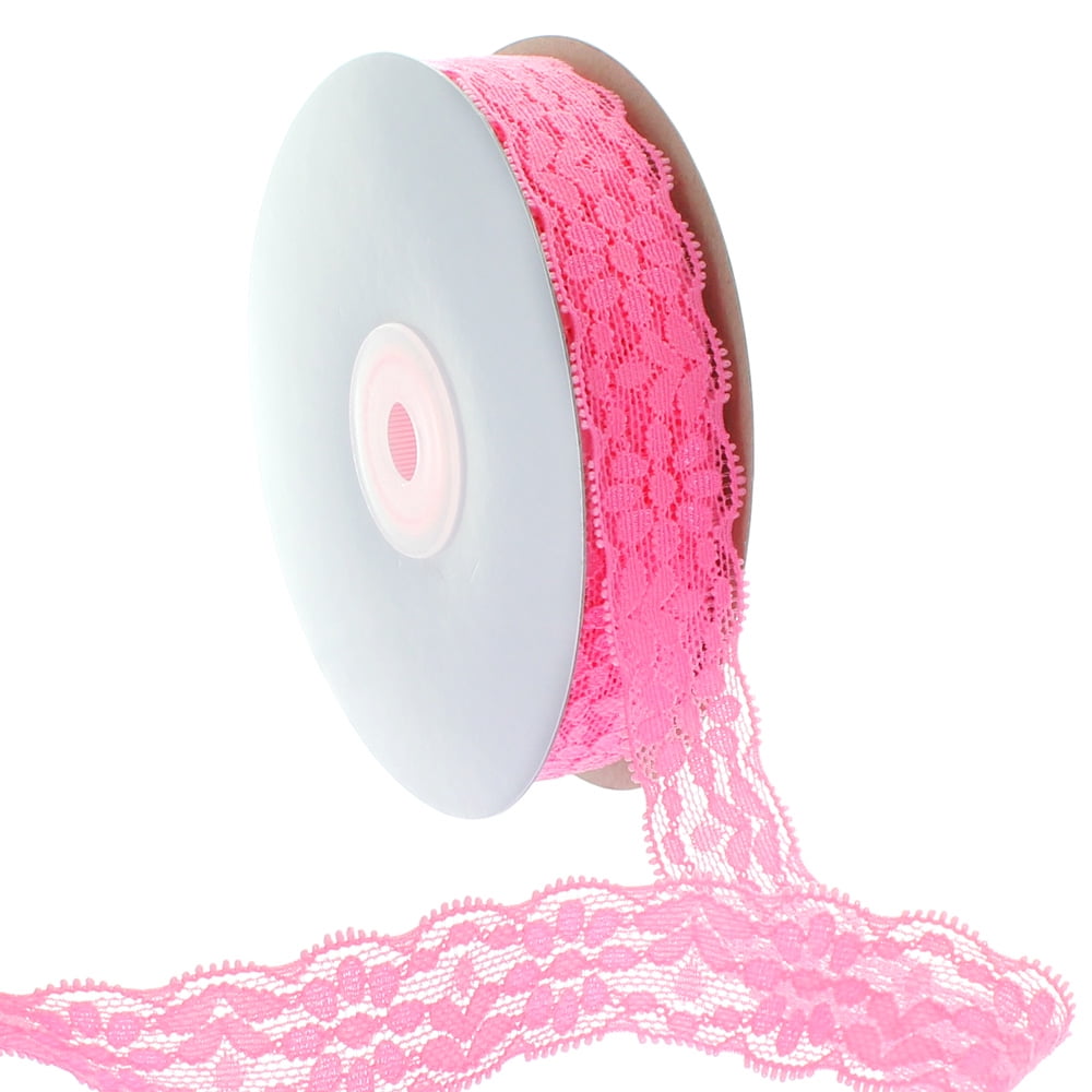 Ribbon Traditions 7/8" Stretch Elastic Lace Trim Hot Pink 100 Yards ...