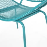 GDF Studio Poynes Outdoor Metal Mesh Shell Chairs, Set of 2, Matte Teal ...