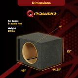 QPower 10 Inch Heavy-Duty Single Vented Car Audio Sub Box for Vehicles ...