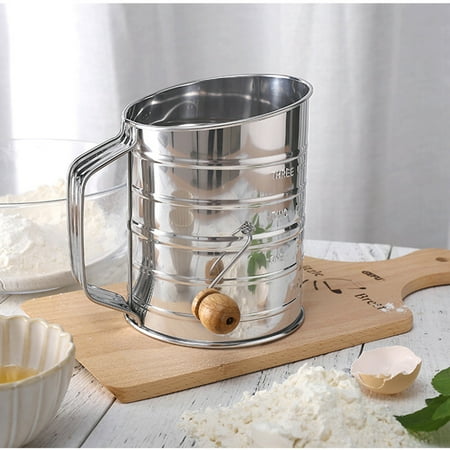Flour Sifter, Sifter for Baking, Stainless Steel Hand Crank Flour ...