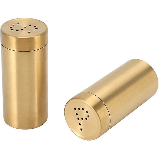 Spice Shaker Bottle, 2 Pieces Gold Stainless Steel Spice Pot Gold Salt ...