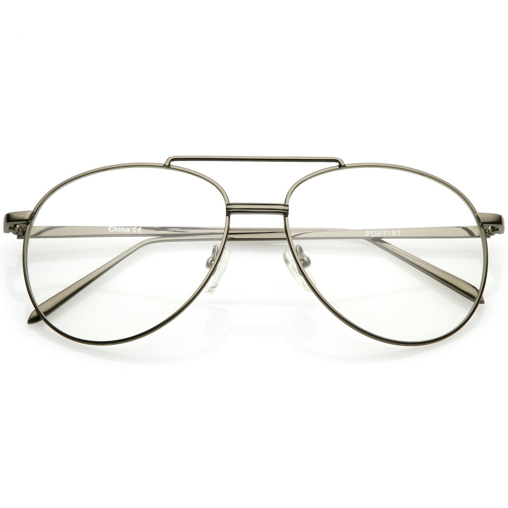 sunglass.la - Classic Metal Aviator Eye Glasses Double Nose Bridge ...