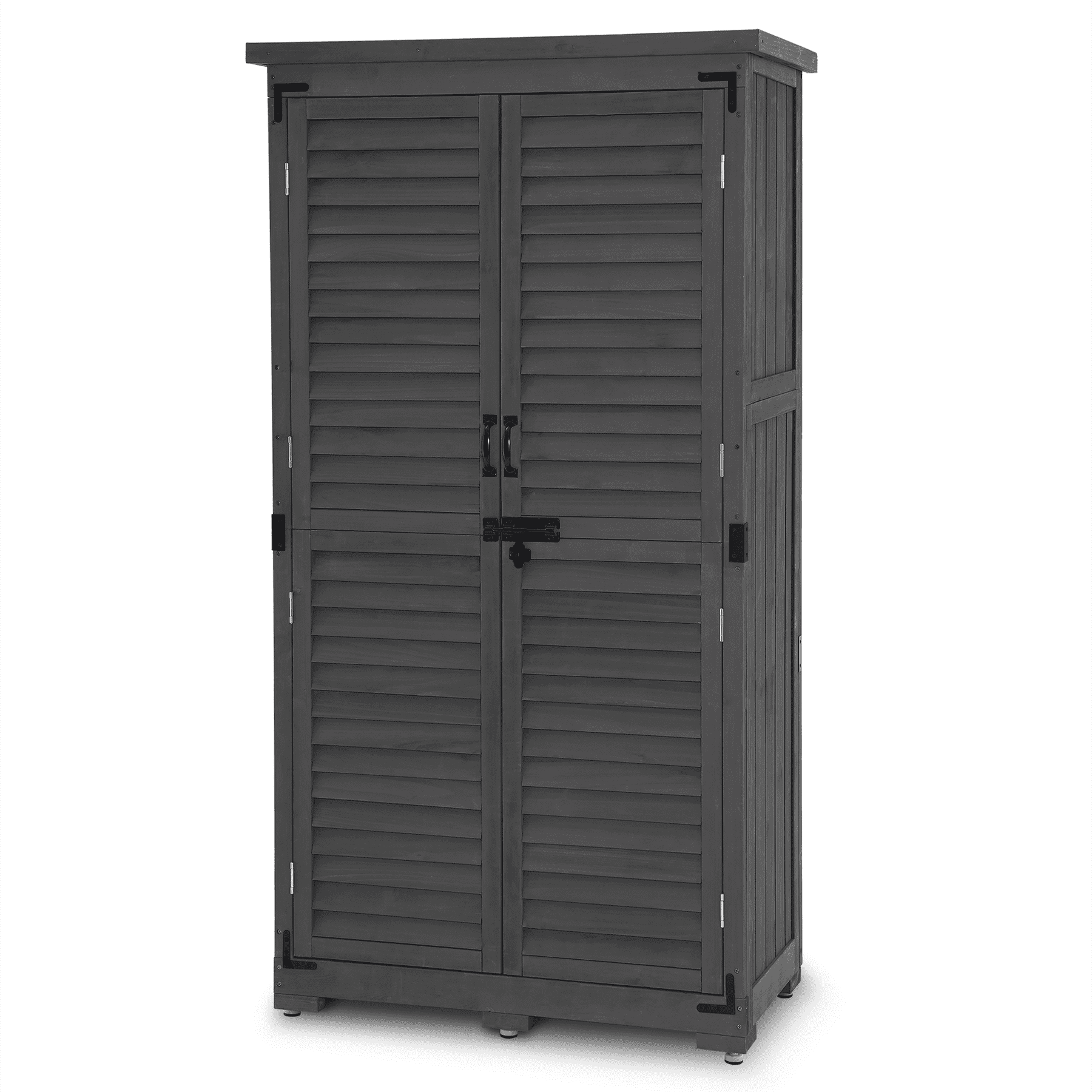 Mcombo 63" Wood Outdoor Storage Cabinet, Garden Storage Shed with ...