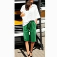 Huesdet Womens Cotton Linen Shorts Casual Bermuda Shorts For Women