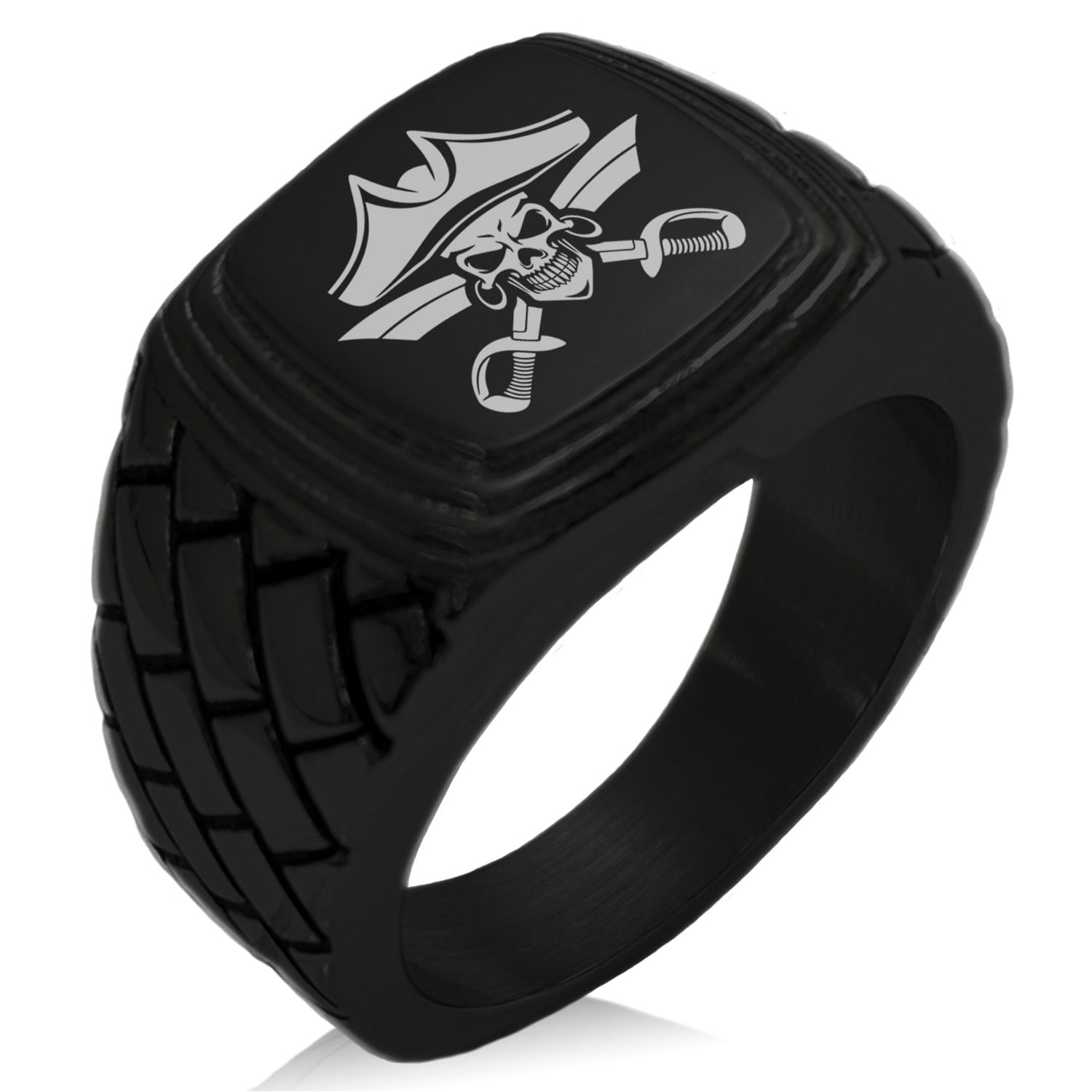 Stainless Steel Jolly Roger Skull Pirates Cross Swords Geometric ...