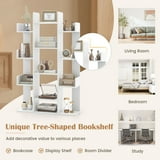 Costway 2 PCS Bookshelf Tree-Shaped Bookcase with 13 Storage Shelf ...