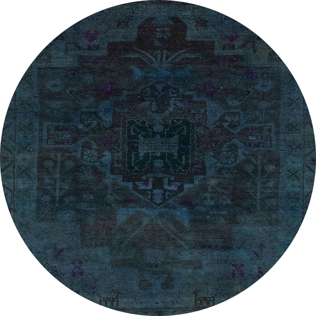 Ahgly Company Indoor Round Abstract Dark Blue Grey Blue Abstract Area ...