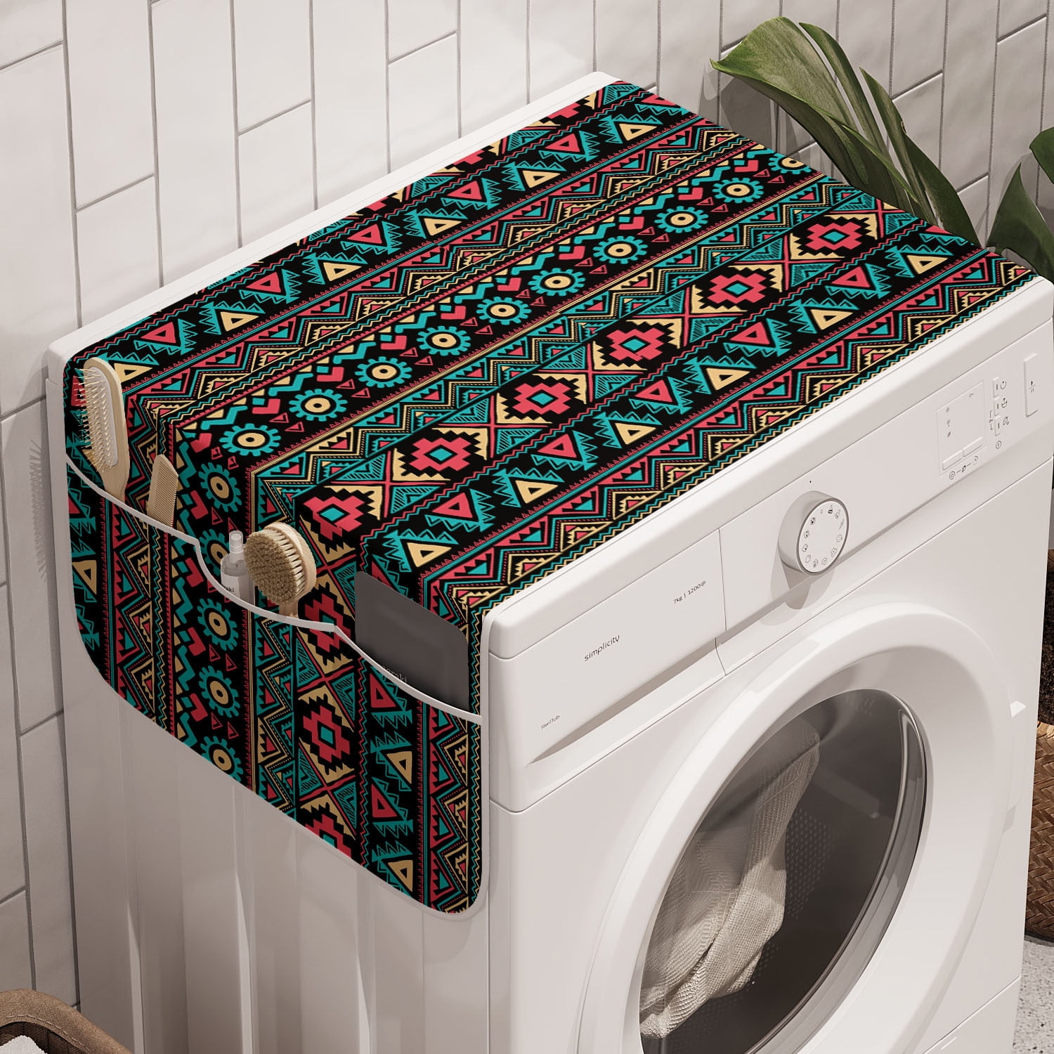 Vintage Washing Machine Organizer, Eastern Style Doodles Native Tribe ...