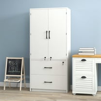 T4TREAM Lockable File Cabinet Farmhouse Wood 2 Drawer Large Storage Box ...