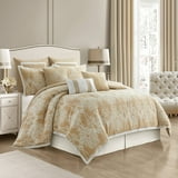 Nanshing Devi 9 Piece Scroll Transitional Comforter Set, Queen, Gold ...