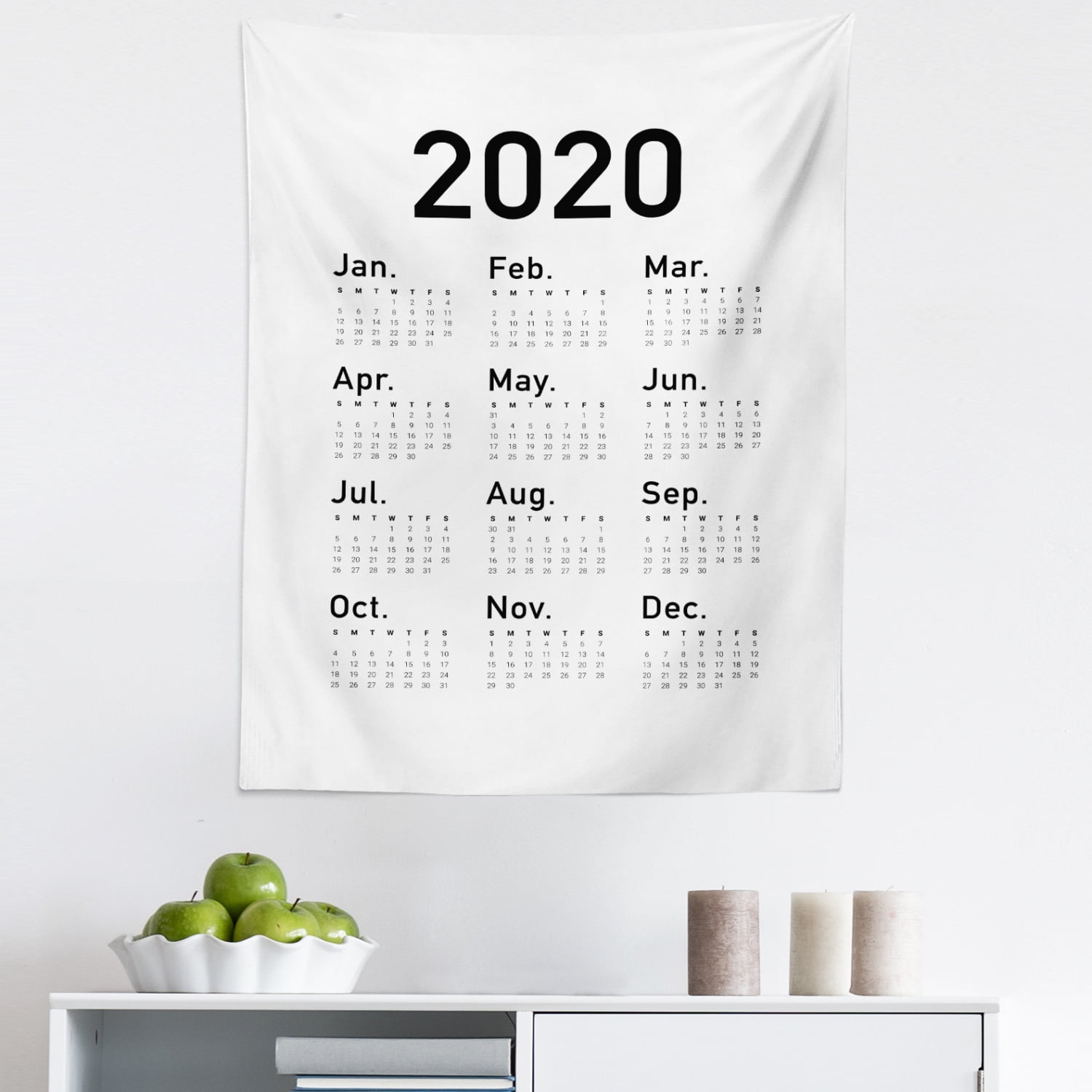 Calendar 2020 Tapestry, Modern and Simple Design Minimalist Year ...