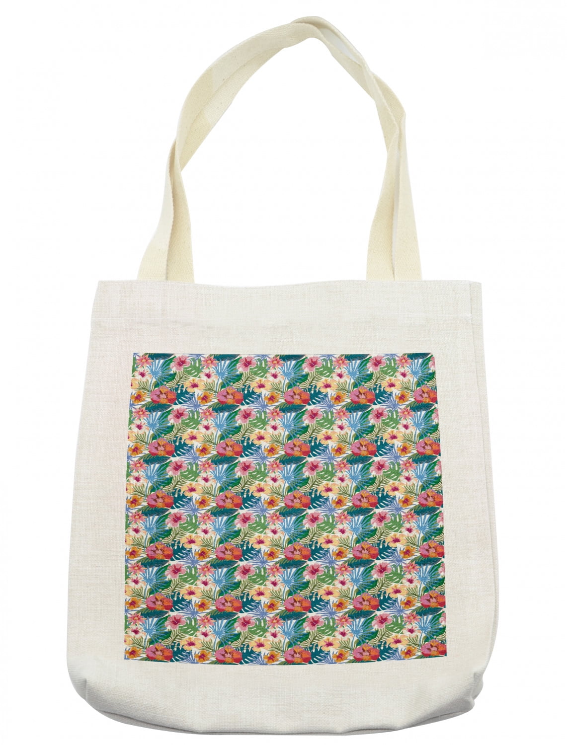 Aloha Tote Bag, Abstract Jungle Nature Flourish Motifs with Painting ...