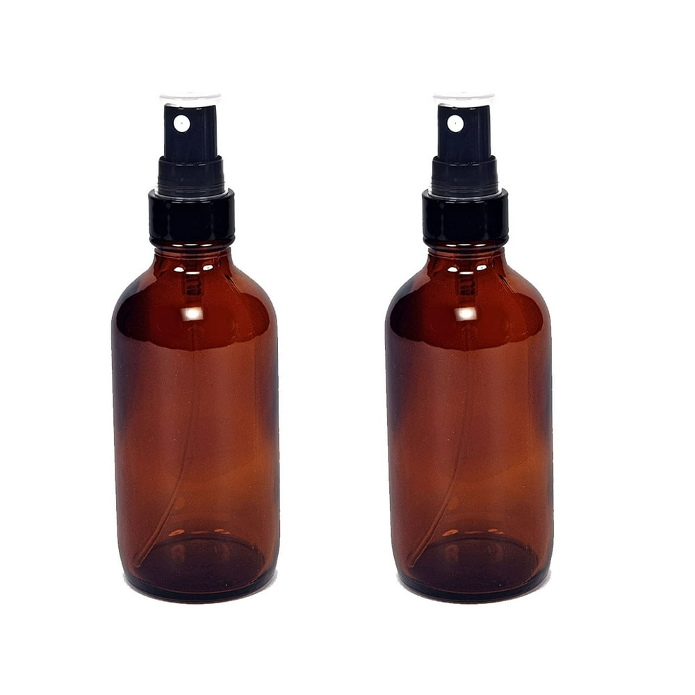 Amber 4oz Black Mist Sprayer Bottle (120ml) Pack of 2 - Glass Tincture ...