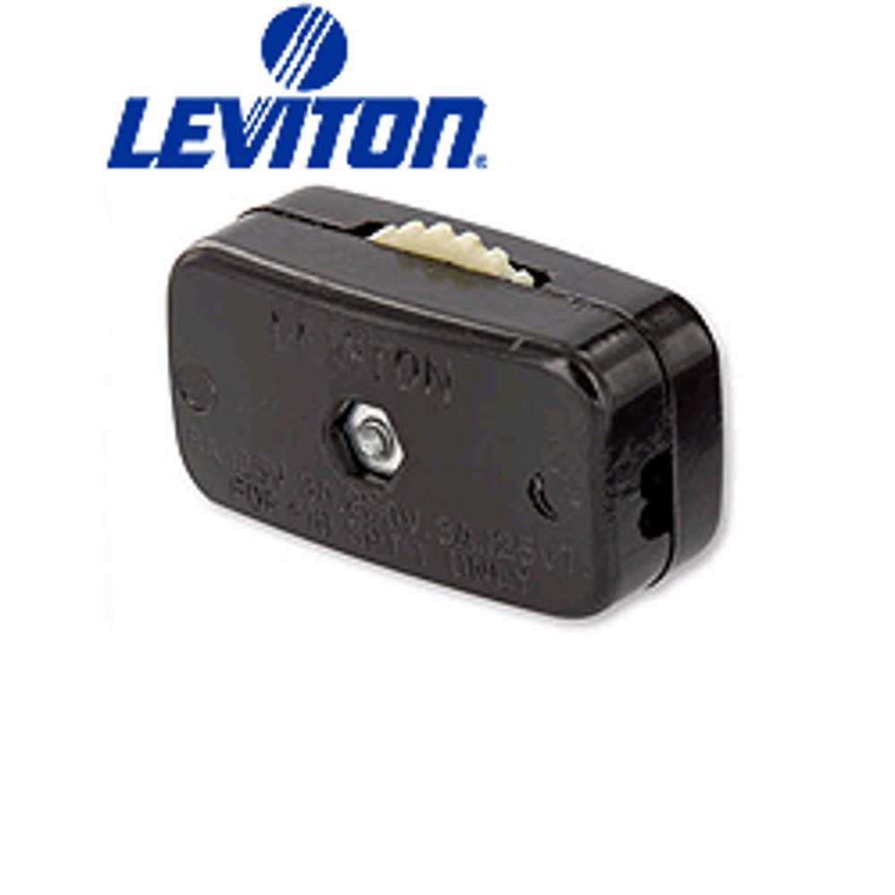 Leviton 423-3 Feed-Thru Lamp Cord Rotary Switch SPST ON-OFF - Brown ...