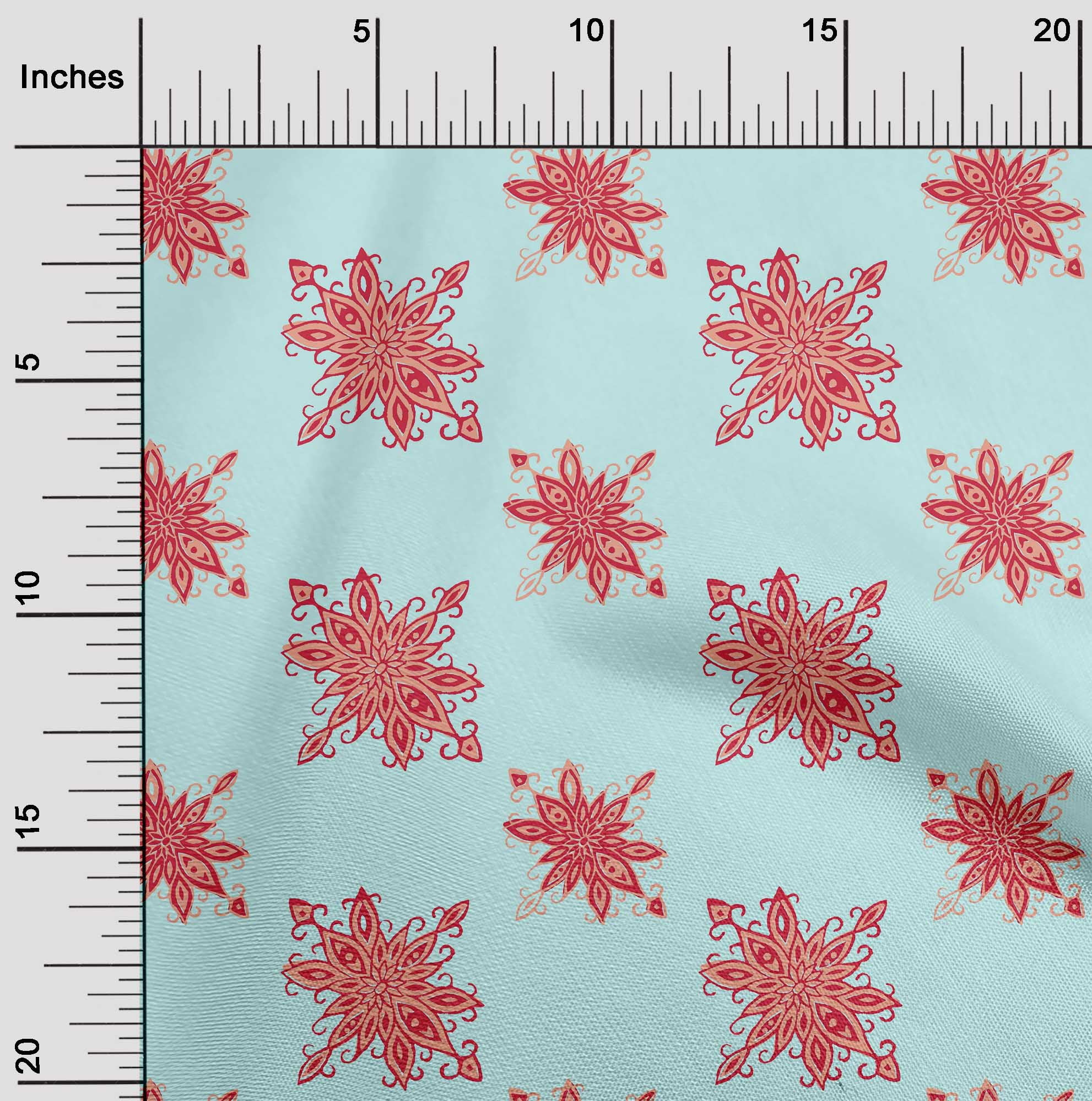 oneOone Cotton Poplin Fabric Floral Block Print Fabric By The Yard 42 ...