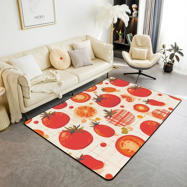 YST Cartoon Vegetable Area Rug for Toddler Tomato Living Room Rugs 3x5 ...