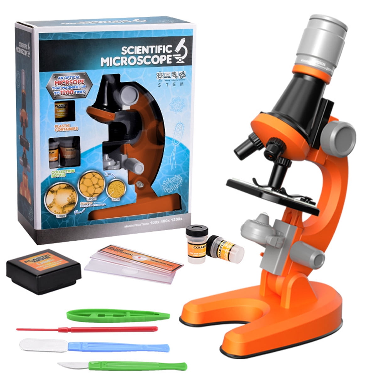 Tnjskce 100X, 400x, and 1200x Magnification Science LED Microscope kit ...